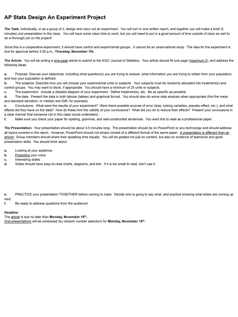 Experimental Design Project 24 | PDF | Experiment | Statistics