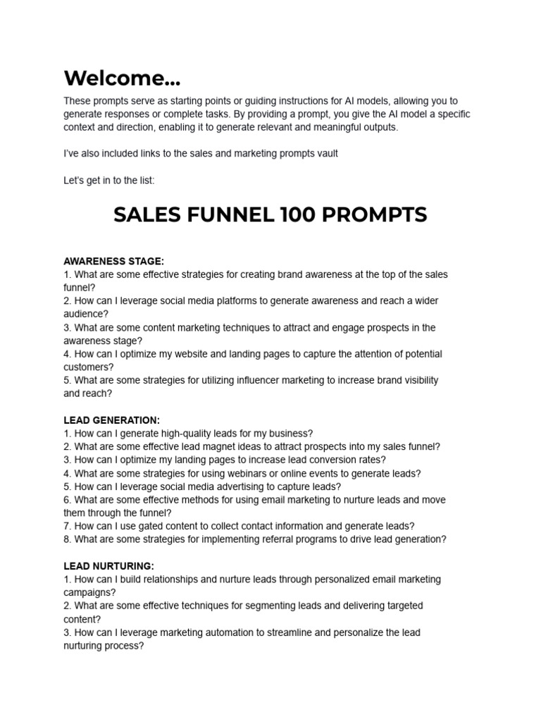 2000+ ChatGPT Sales _ Marketing Prompts | PDF | You Tube | Advertising