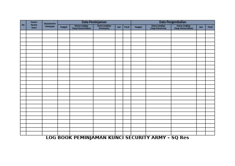 Log Peminjaman Kunci Security Army | PDF