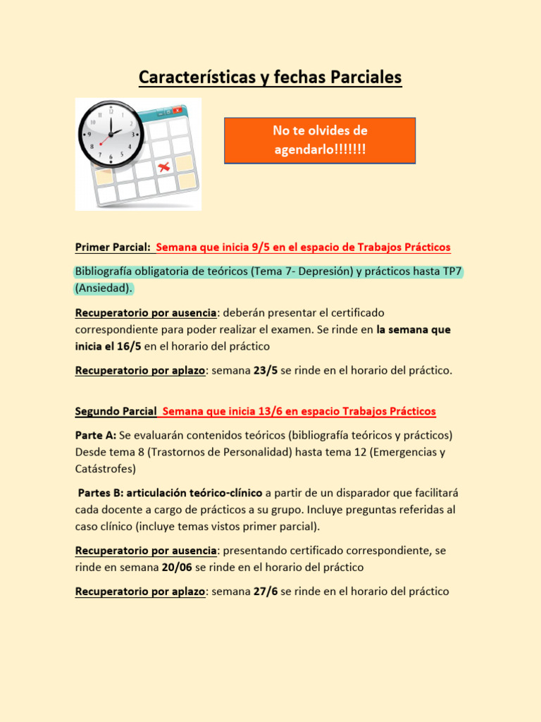 parciales fechas 2022 | PDF