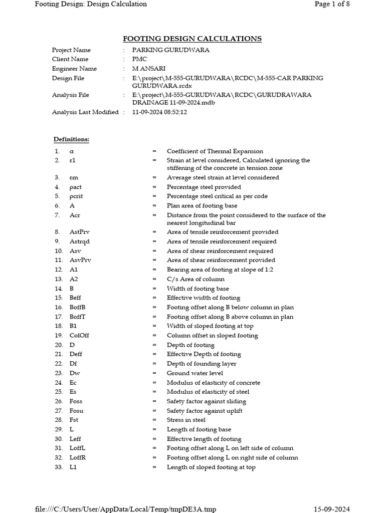 Foundation Design Calculation | PDF | Bending | Young's Modulus