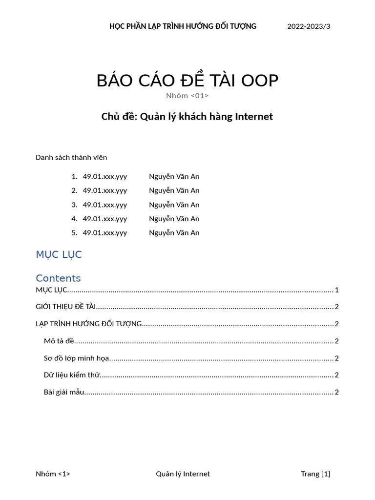 OOP BaoCao | PDF