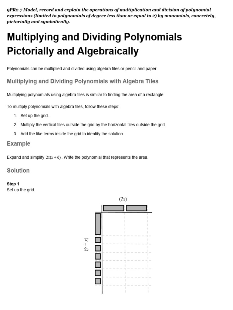Math9 Unit5 MultiplyingandDividingPolynomials | PDF | Division ...