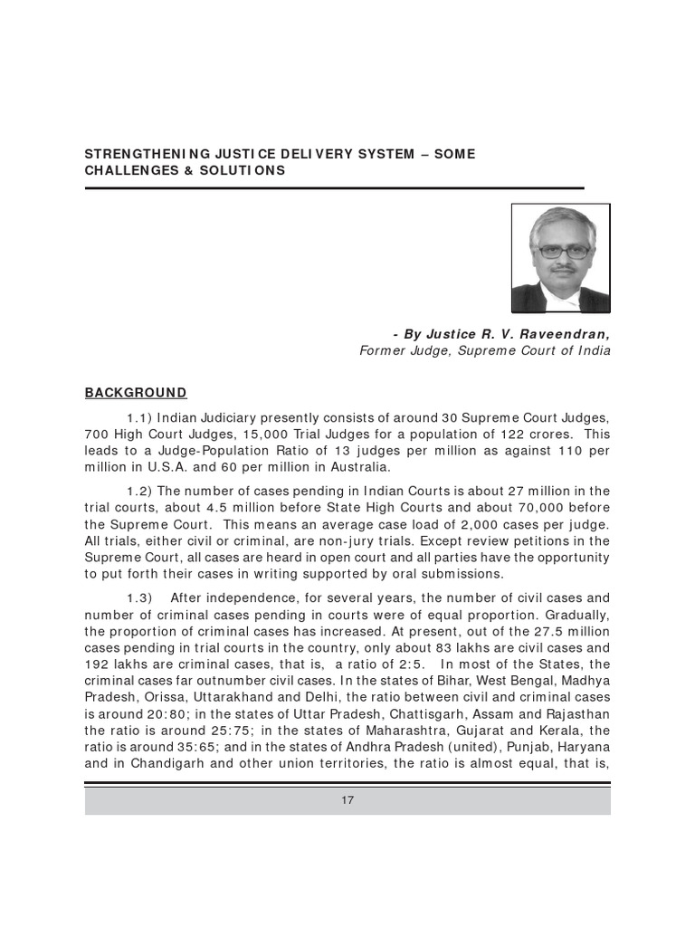 Strengthening Justice Delivery System Some Challengesand Solutions ...