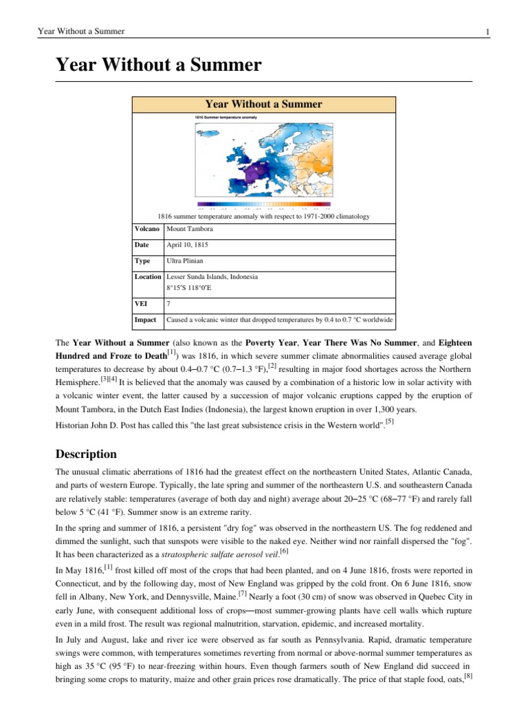 Year Without A Summer | PDF | Earth Sciences | Physical Geography