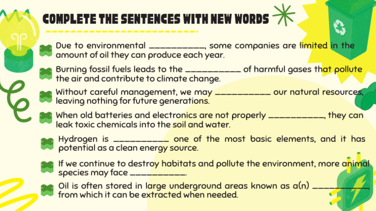 Fill in the Blanks: Environmental Vocabulary | PDF
