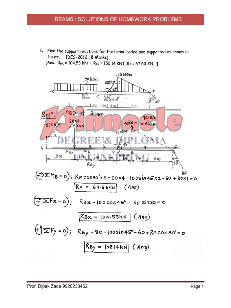 Beams HW Solved Prob Pinn | PDF