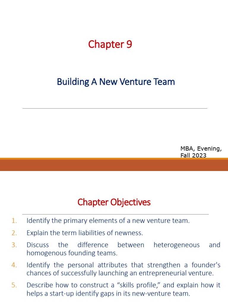 Lesson 08 - Building A New Venture Team | PDF | Startup Company | Small Business & Entrepreneurs