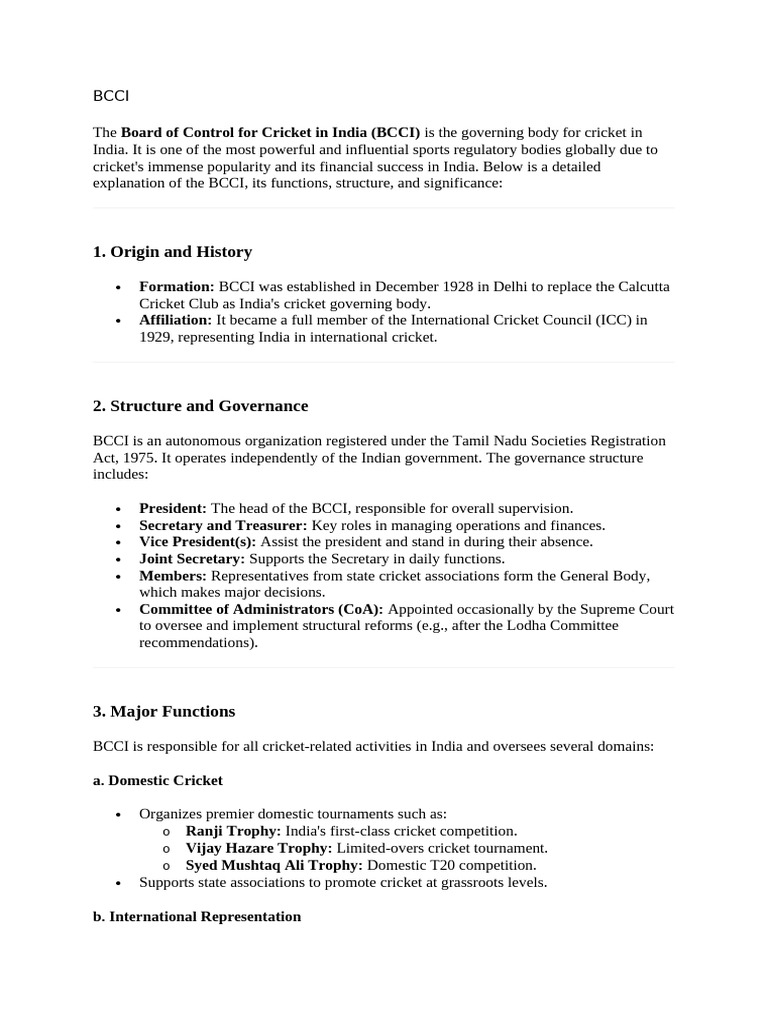BCCI | PDF | Cricket