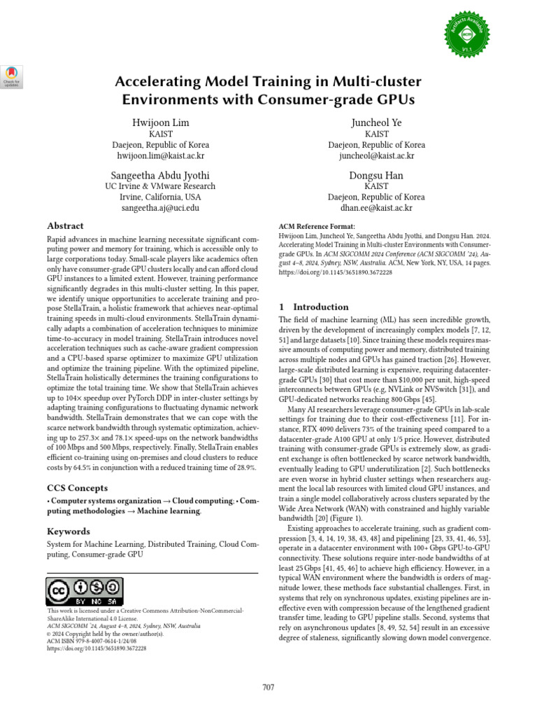 Accelerating Model Training in Multi-cluster Environments with Consumer-grade GPUs | PDF ...