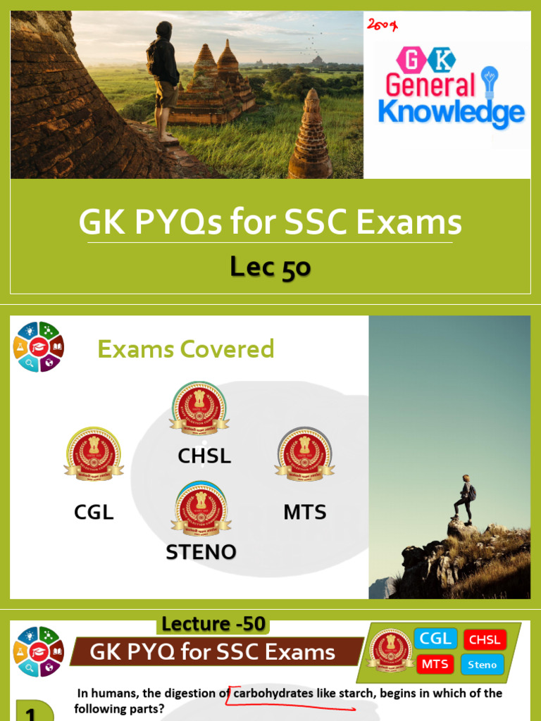 Lecture - 50 GK - PYQ FOR SSC | PDF