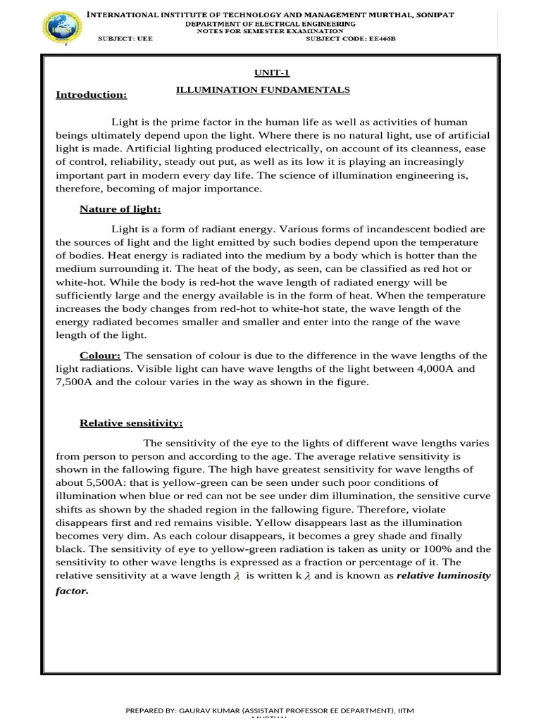 Unit Iii Illuminations | PDF | Lighting | Light