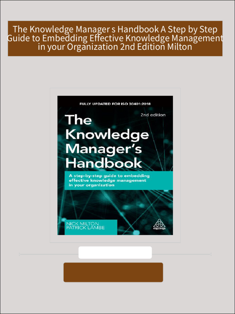 The Knowledge Manager S Handbook A Step by Step Guide To Embedding ...
