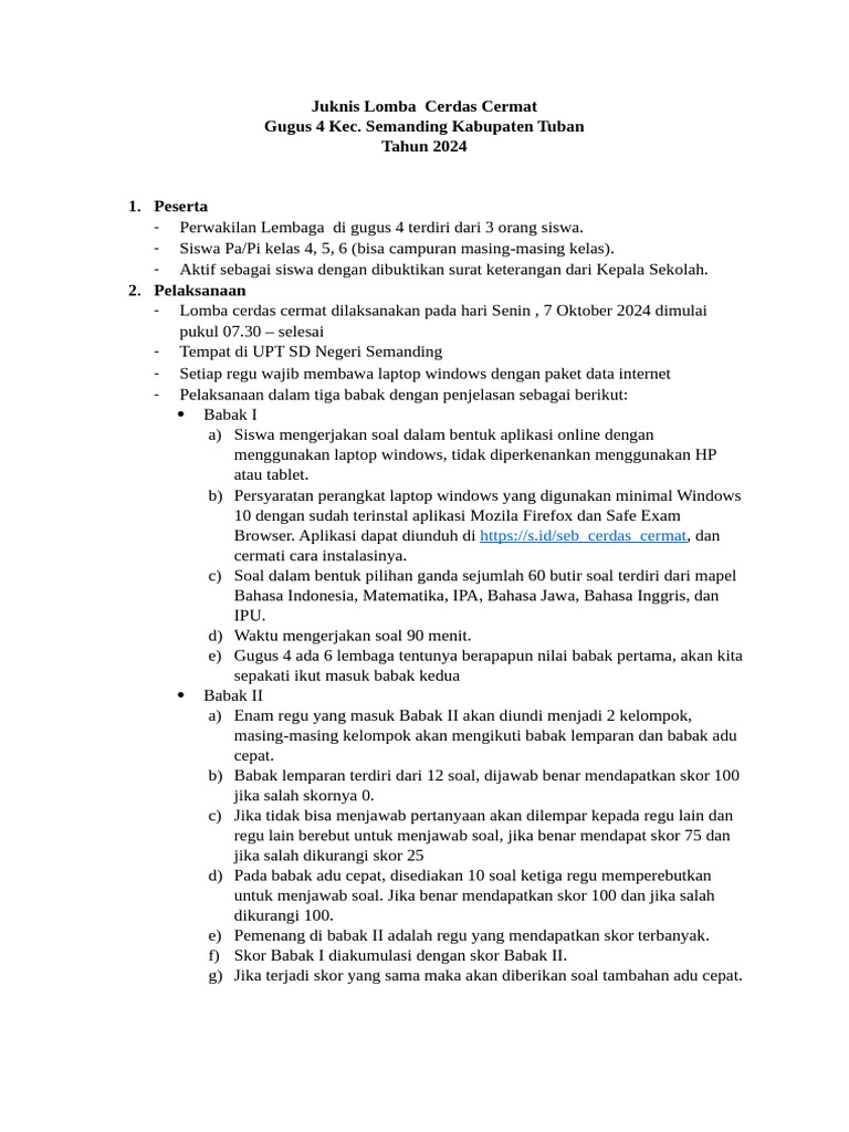 Juknis LCC Gugus 4 Tahun 2024 | PDF