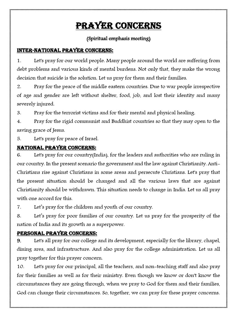 Spiritual Emphasis Prayer Concerns | PDF | Prayer | Religious Belief ...
