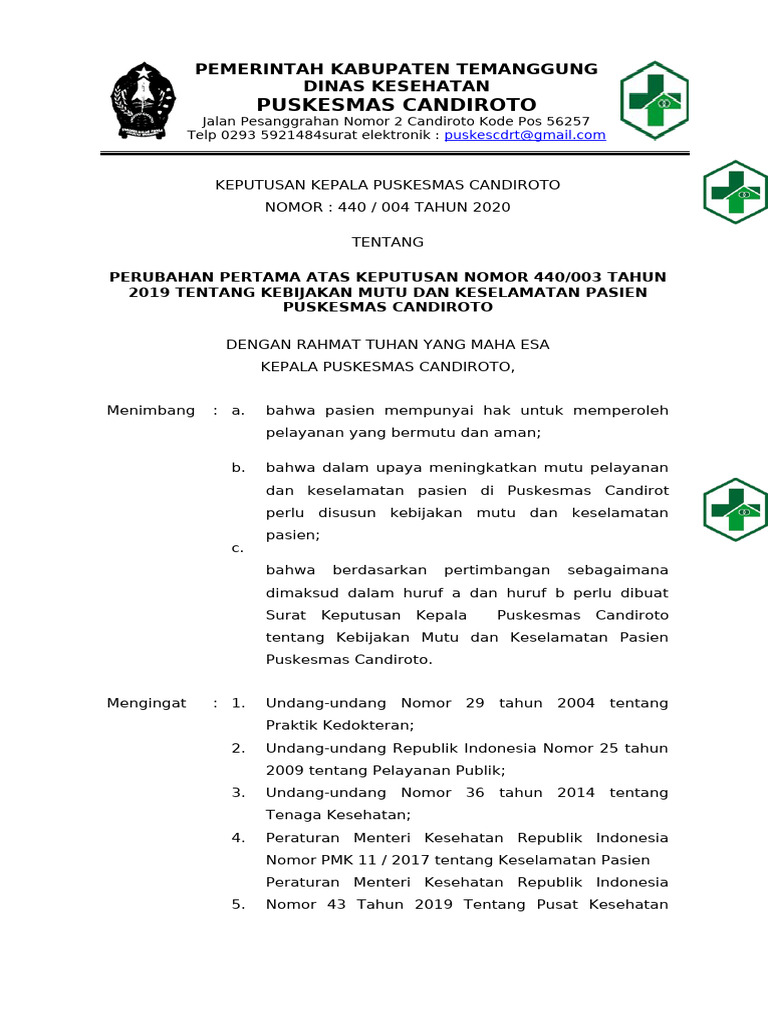 4. SK MUTU DAN KESELAMATAN PASIEN | PDF