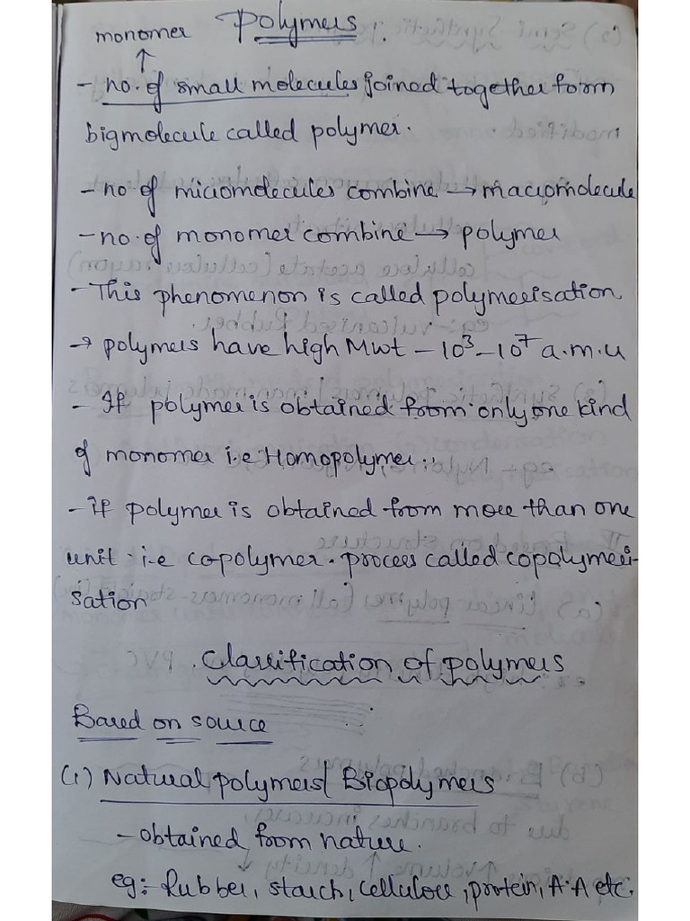 Polymers Notes | PDF