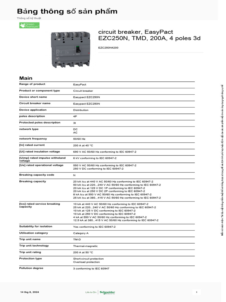 Schneider Electric - EasyPact-EZC - EZC250N4200 | PDF
