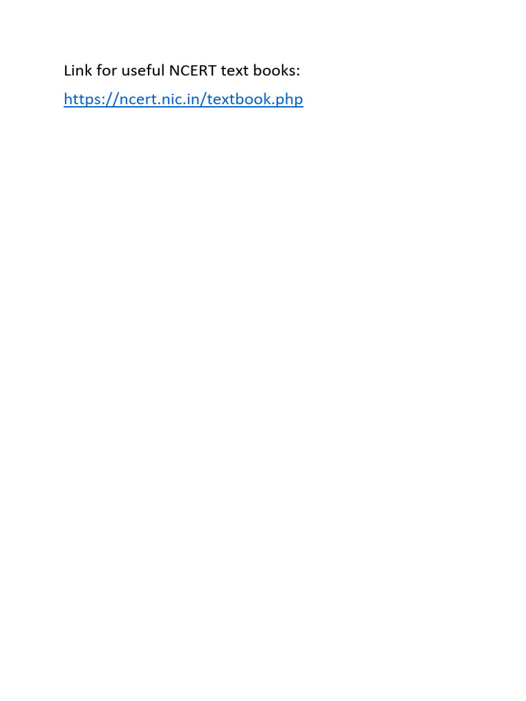 NCERT Textbooks Resource Link | PDF