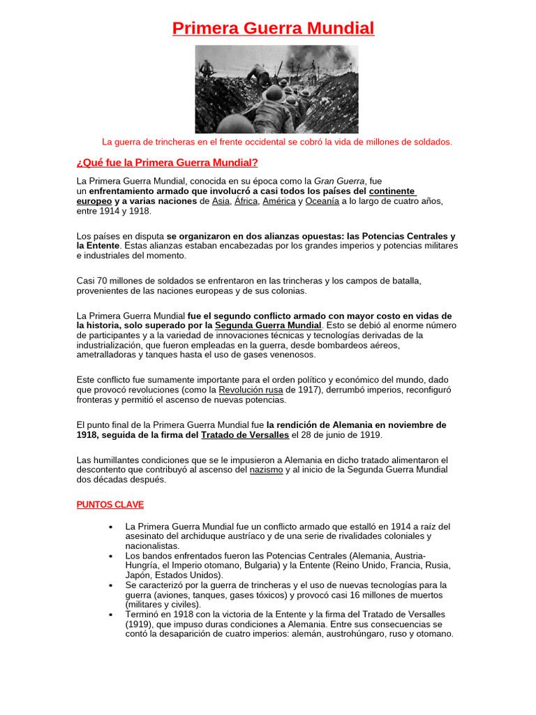 Primera Guerra Mundial 4º Sec. | PDF | Primera Guerra Mundial | Austria Hungría