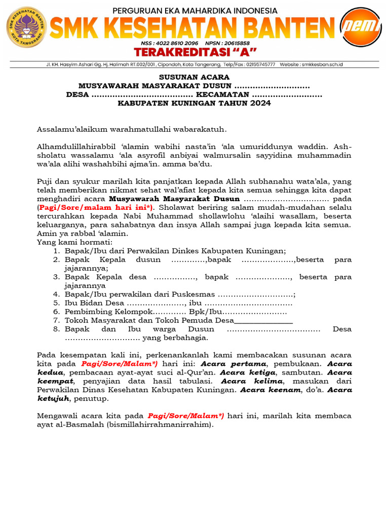 Susunan Acara MMD 2024 | PDF