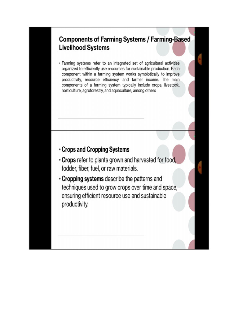 Farming Based LIvelihood Syatem Notes (Components of Cropping System) | PDF