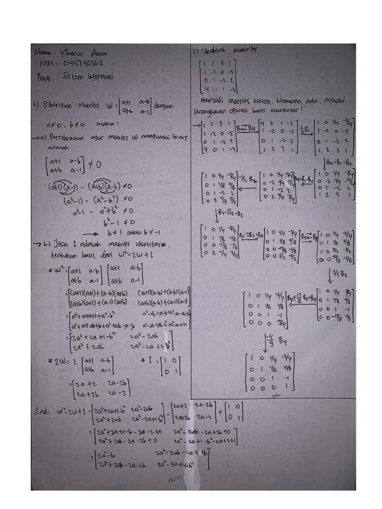 Tugas 1 Aljabar Linear Elementer | PDF