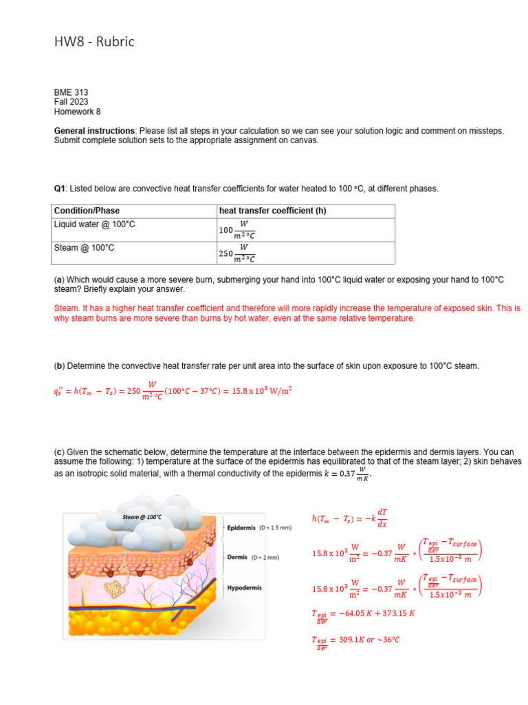 HW8 - Rubric-1 (1) | PDF | Heat Transfer | Convection