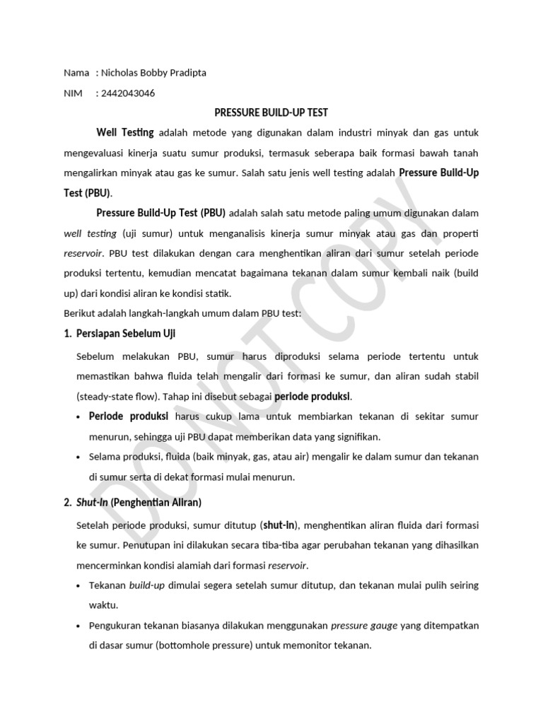 Uji Tekanan Build-Up pada Sumur Minyak | PDF