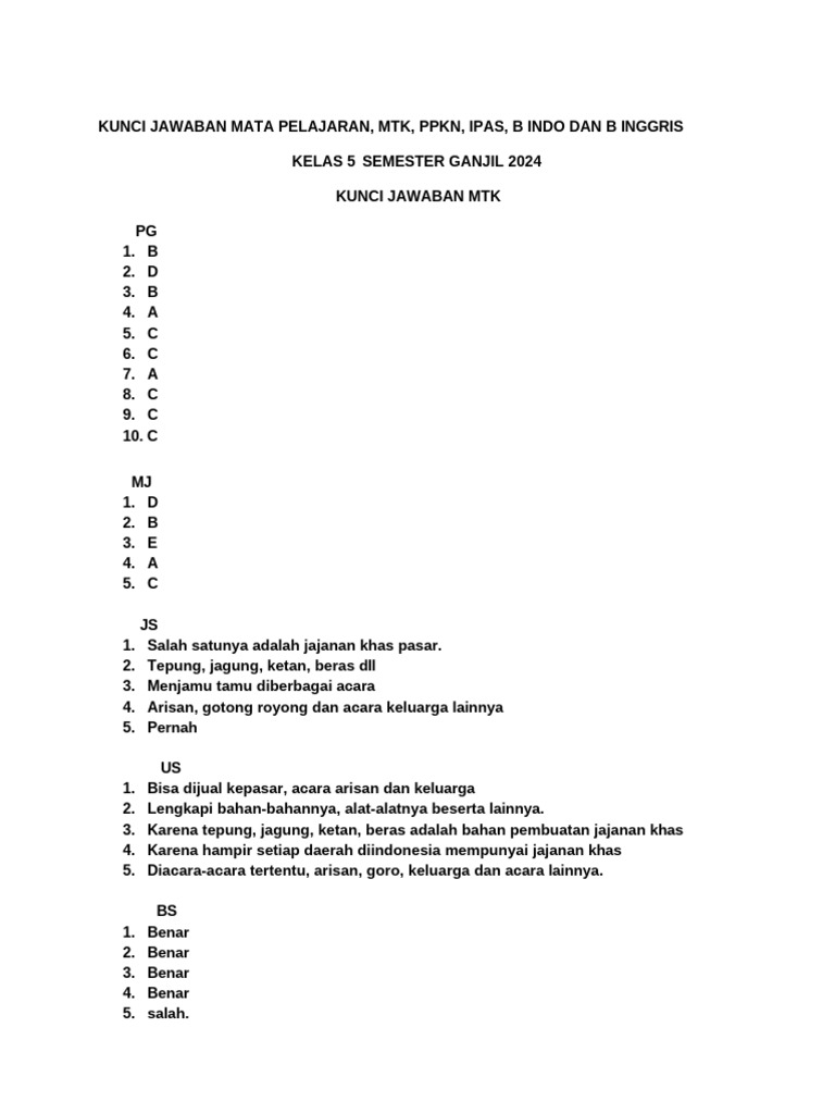 Soal Menjodohkan 5 Soal Bahasa Indonesia | PDF