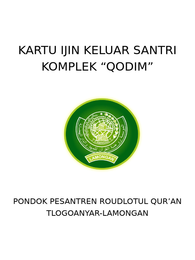 Kartu Ijin Keluar Santri | PDF