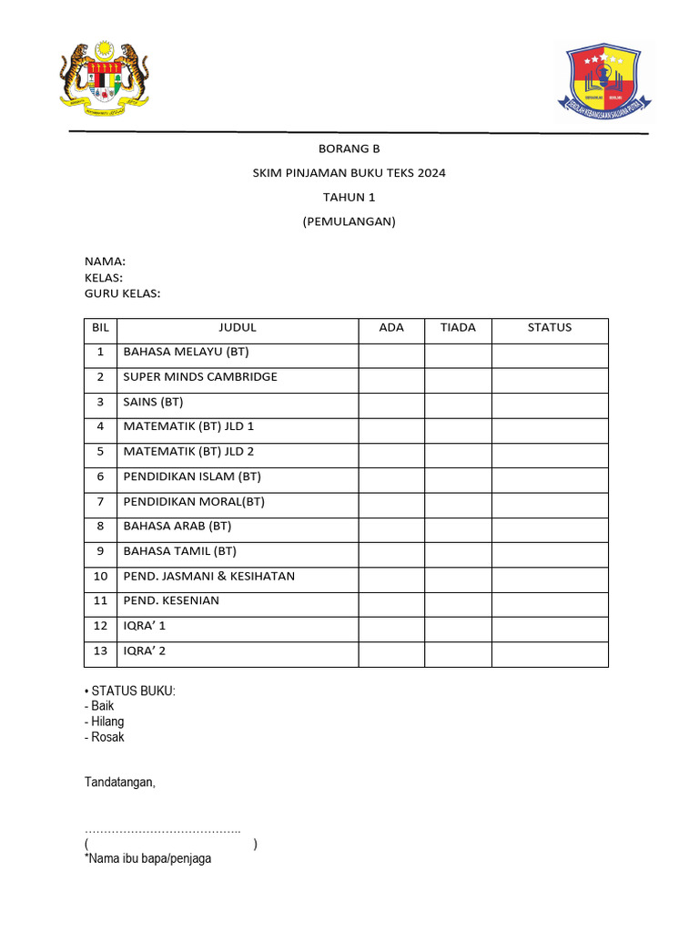 Borang B (Pemulangan) | PDF