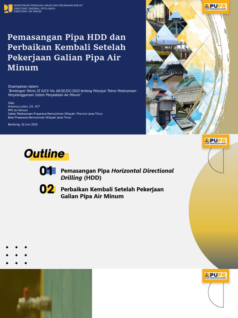 01-1 Materi Paparan Pemasangan Pipa HDD Dan Perbaikan Kembali Setelah Pekerjaan Galian Pipa Air ...