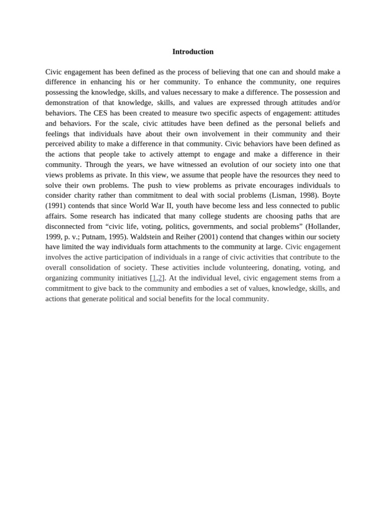 Civic Engagement Scale Assessment Guide | PDF | Likert Scale | Attitude ...