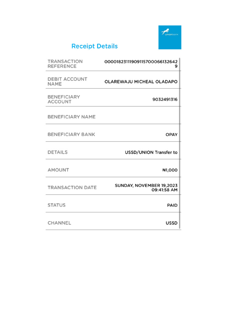 UnionMobile Receipt | PDF