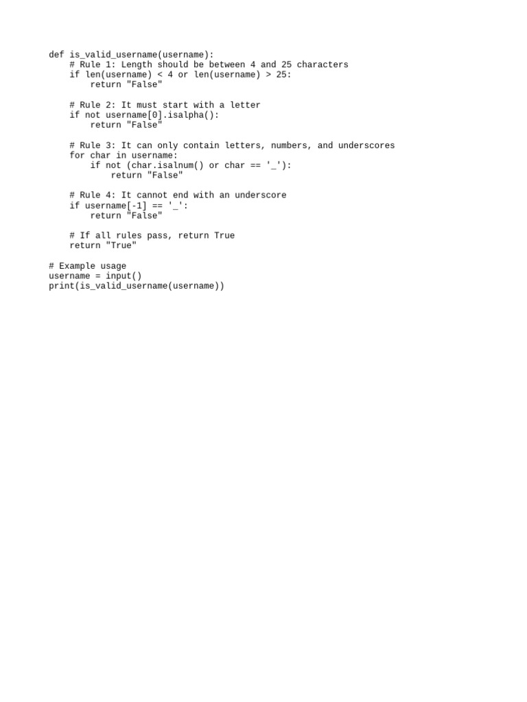 User Name Validation | PDF