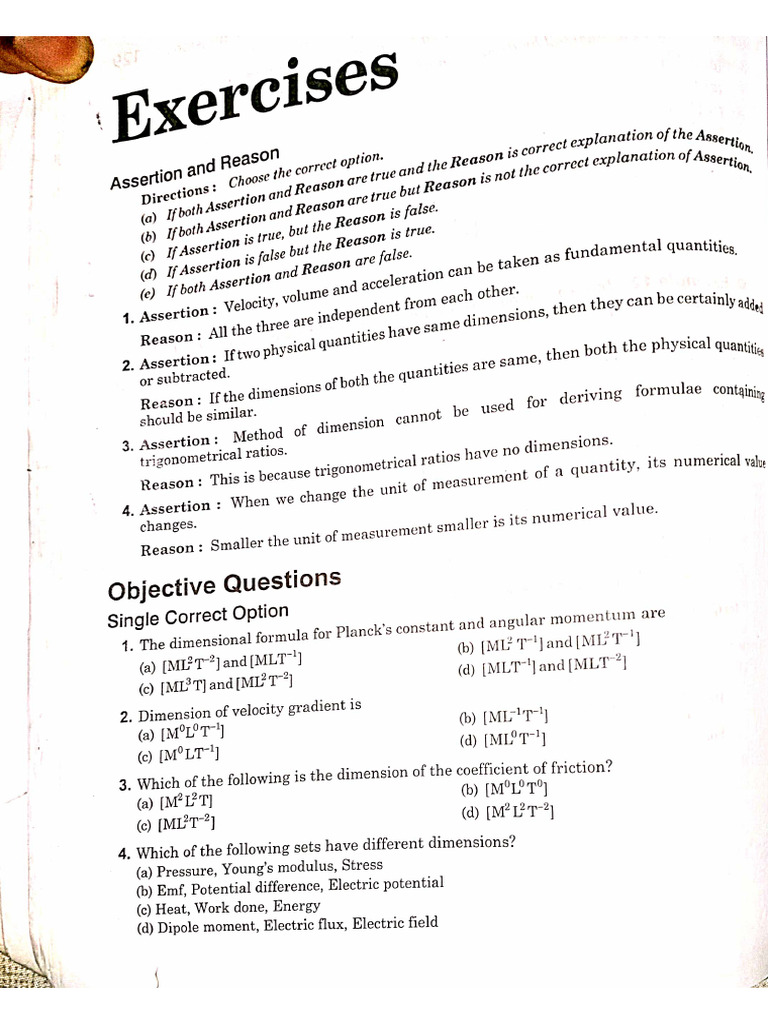 Units and Dimensions Exercises | PDF