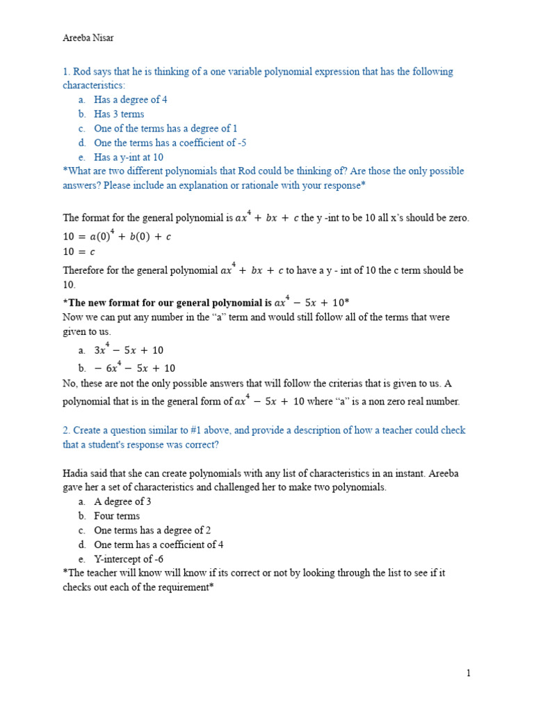 Adv Function Assignment 1_ Areeba (1) (1) | PDF | Asymptote | Function (Mathematics)