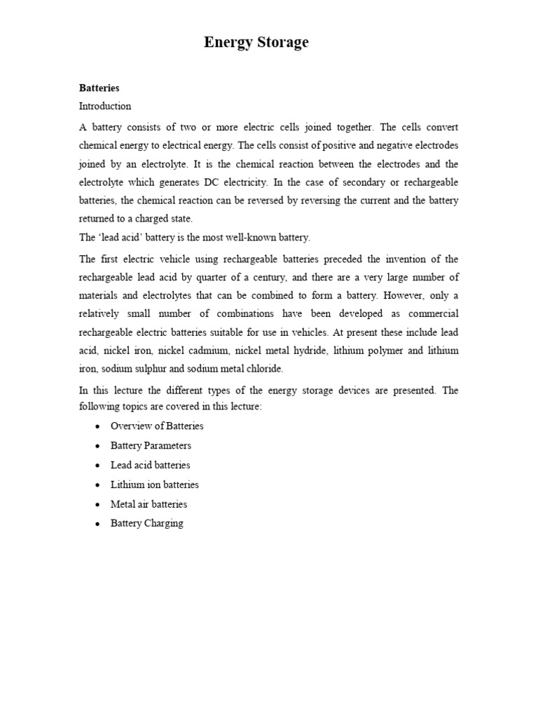 Types and Parameters of Batteries | PDF | Rechargeable Battery | Fuel Cell