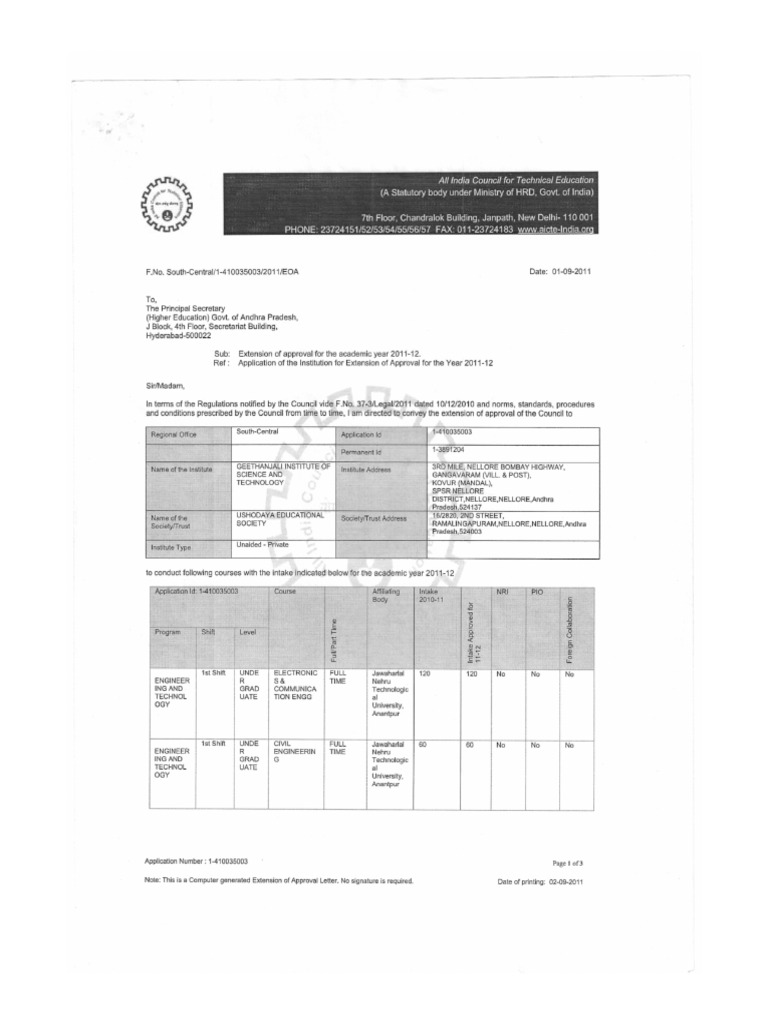 EOA-Report-2011-12 JNTUA Approved by AICTE | PDF