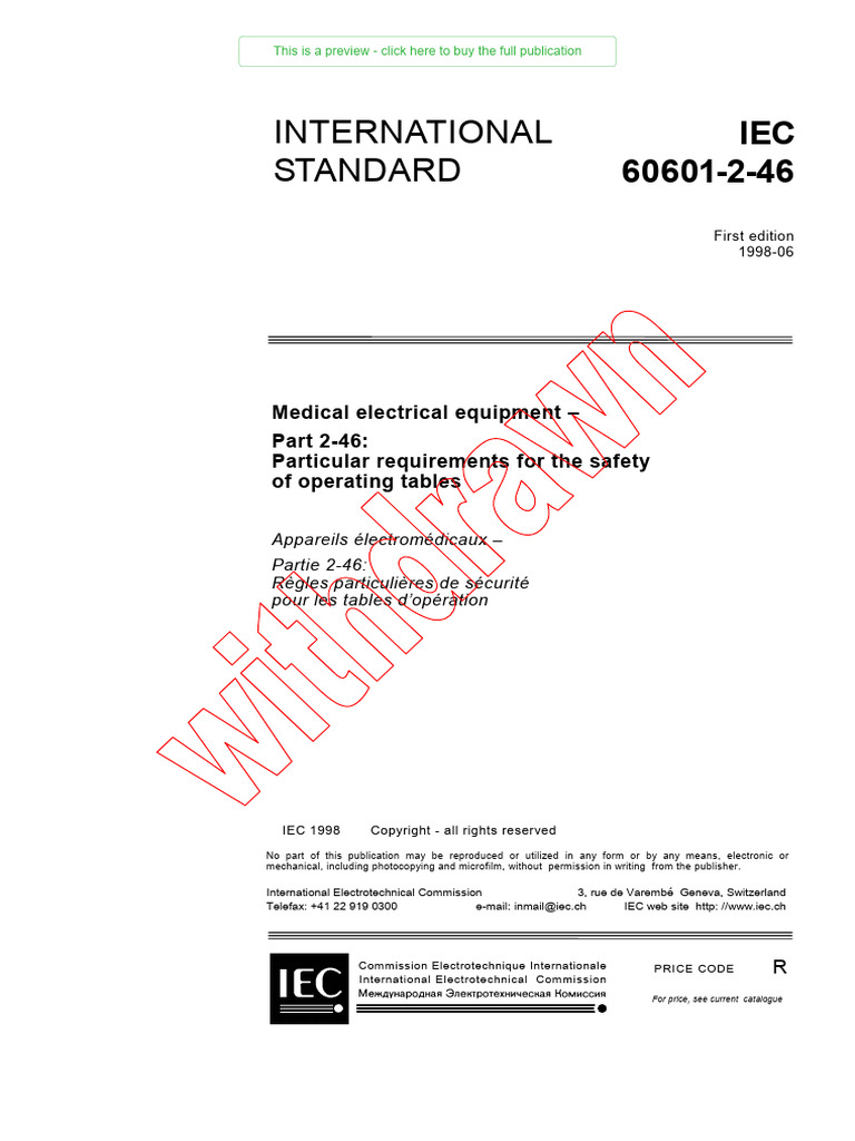 IEC 60601-2-46: Safety for Operating Tables | PDF | International ...