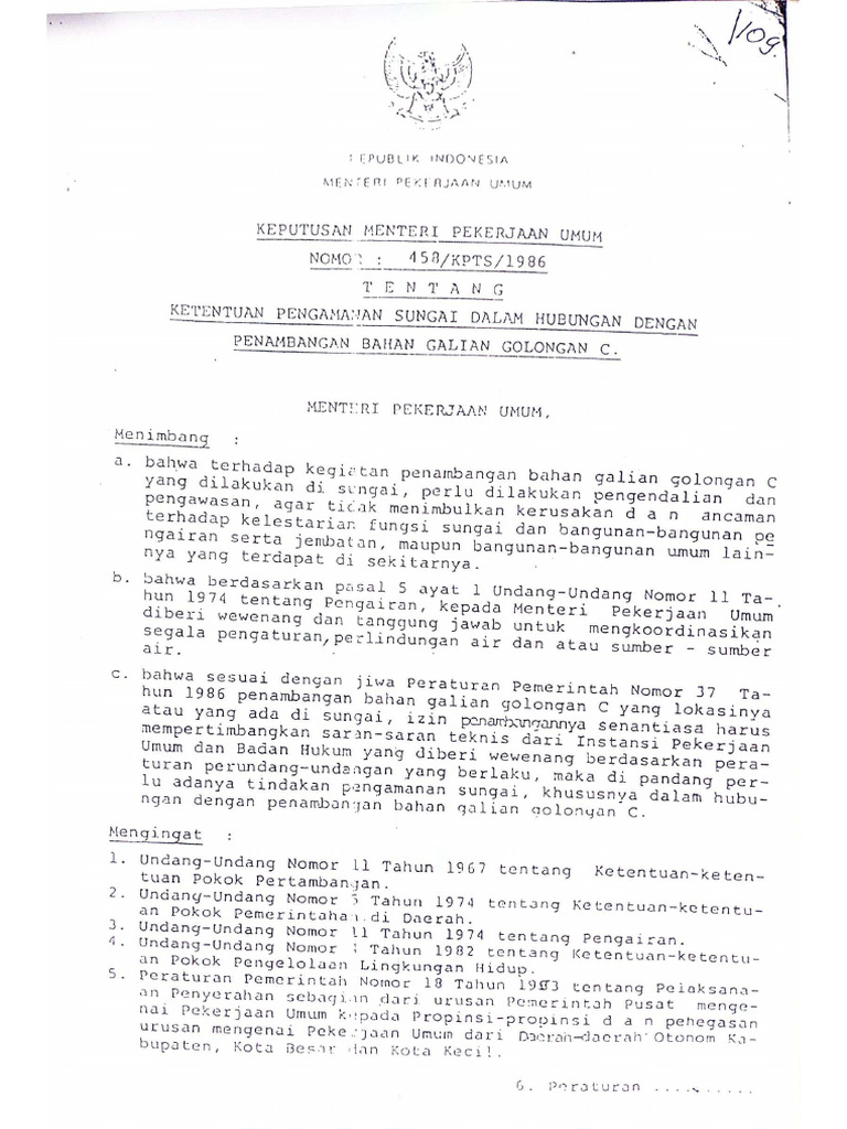 Kepmen PU No 458 - KPTS - 1986 | PDF