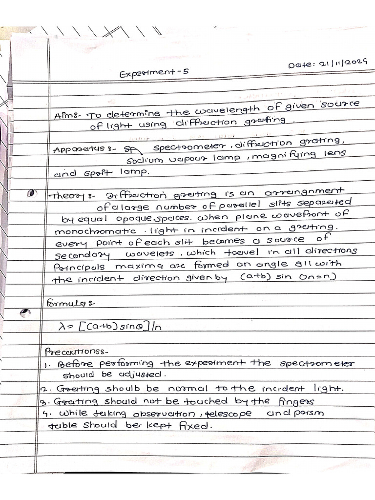Diffraction of Light (Physics Lab) | PDF