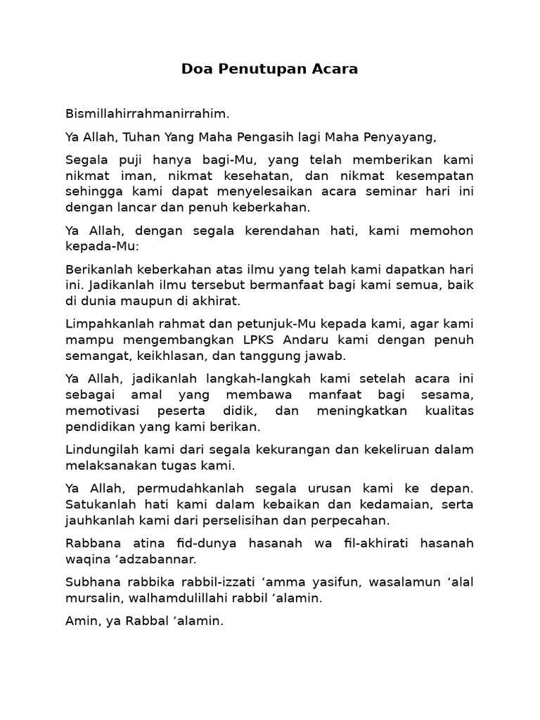 Doa Penutup Acara | PDF