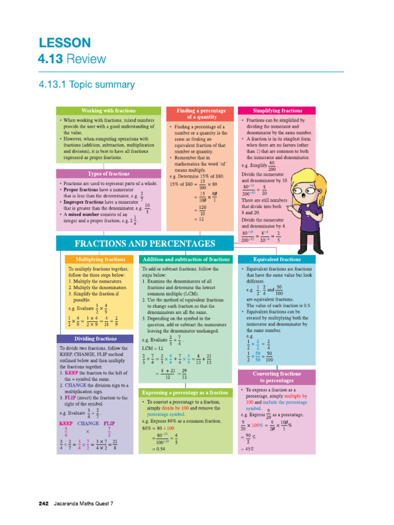 Year 7 Fractions and Percentages Lesson Sheet | PDF