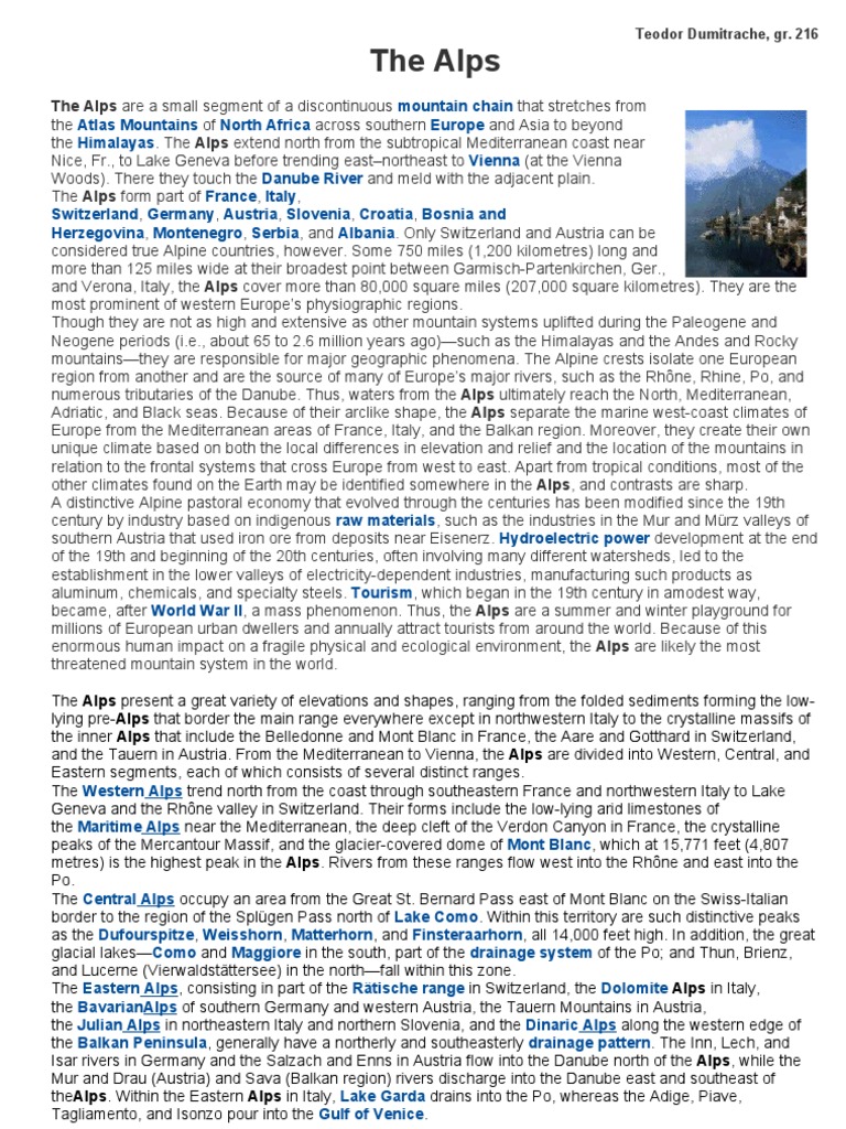 The Alps: The Alps Are A Small Segment of A Discontinuous | PDF | Alps ...