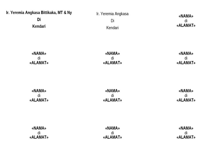 Format Label Undangan | PDF