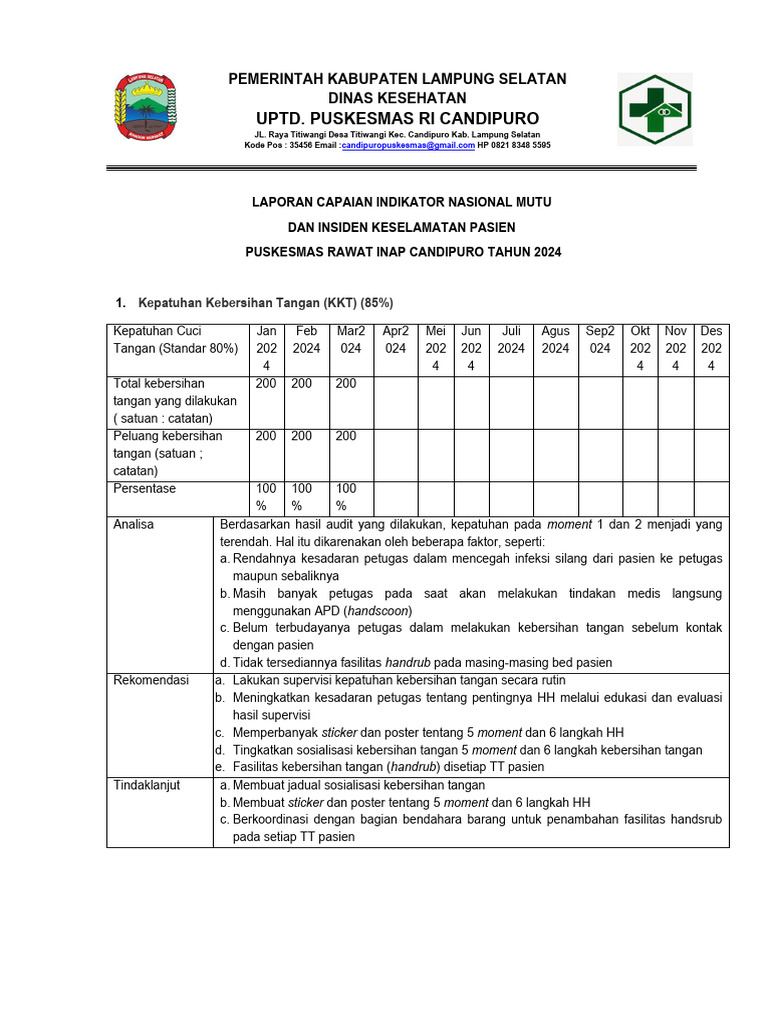 LAPORAN MUTU DAN IKP Juli Tahun 2024 | PDF