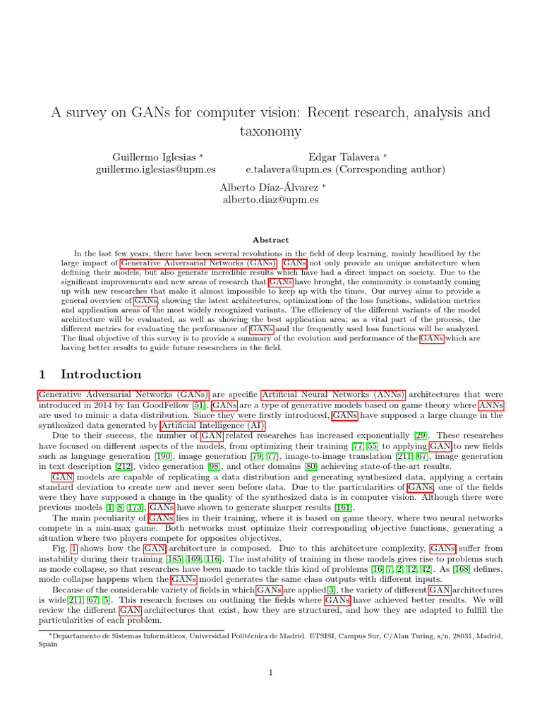 GANs in Computer Vision: A Survey | PDF | Artificial Neural Network | Applied Mathematics