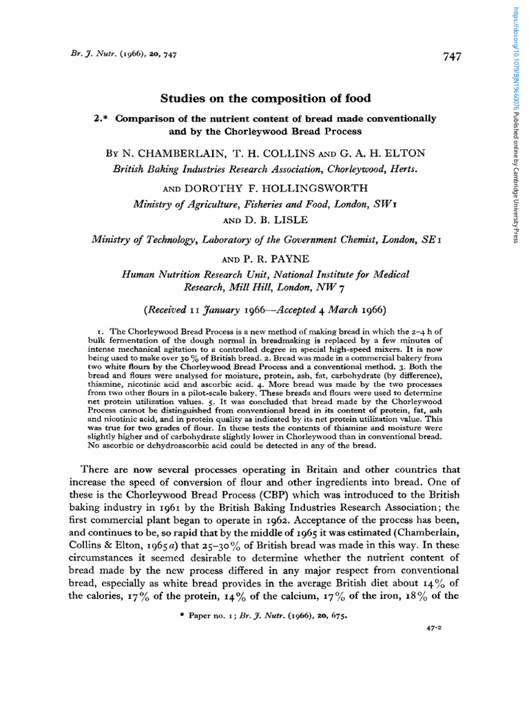 Studies On The Composition of Food 2 Comparison of The Nutrient Content ...